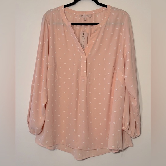 Philosophy | Tops | Nwt Philosophy Size X Long Sleeve Pink Blouse With ...